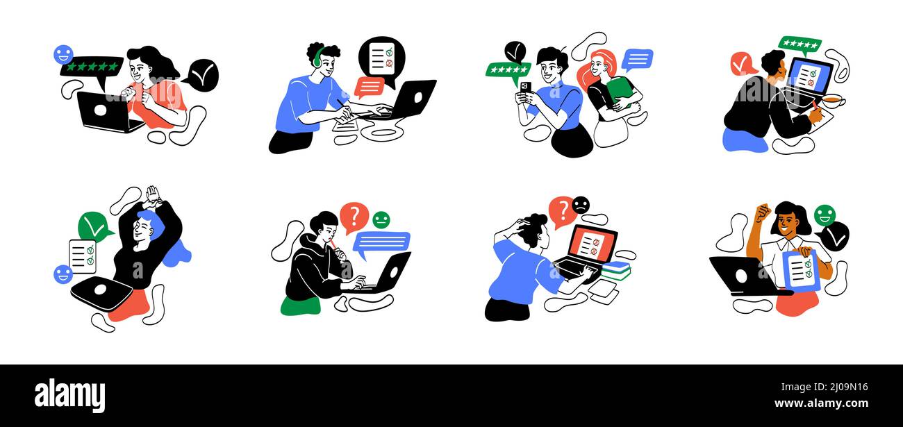 Set of people passing online test at computer Stock Vector Image & Art ...