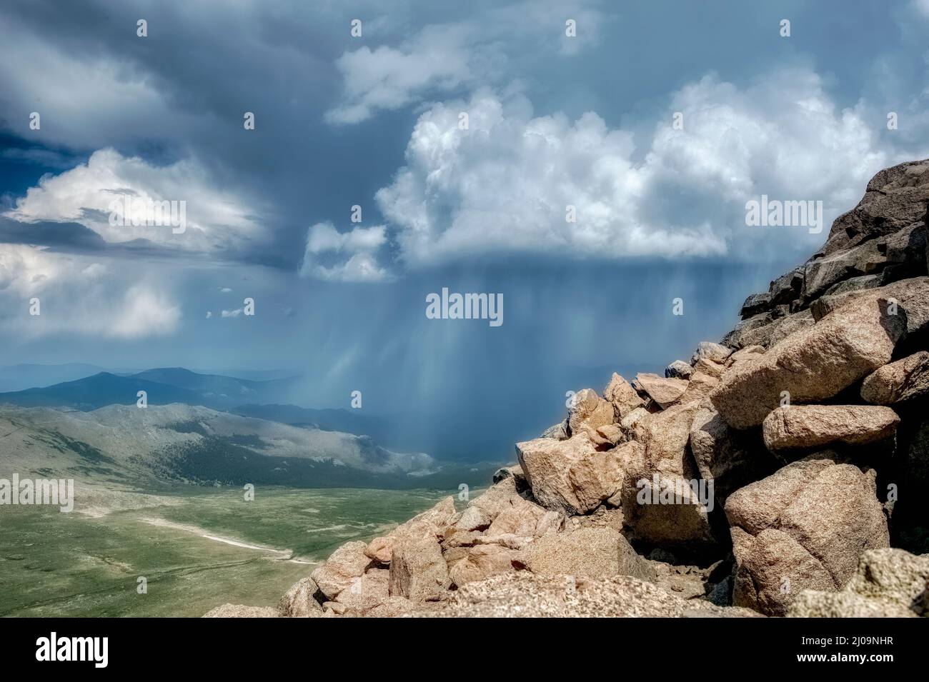 Wild microburst storm viewed from atop Mt. Evans in Colorado. This Mt ...