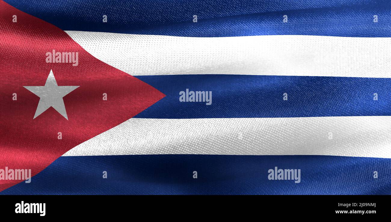 Realistic 3D render of waving Cuba flag with fabric texture - great for ...