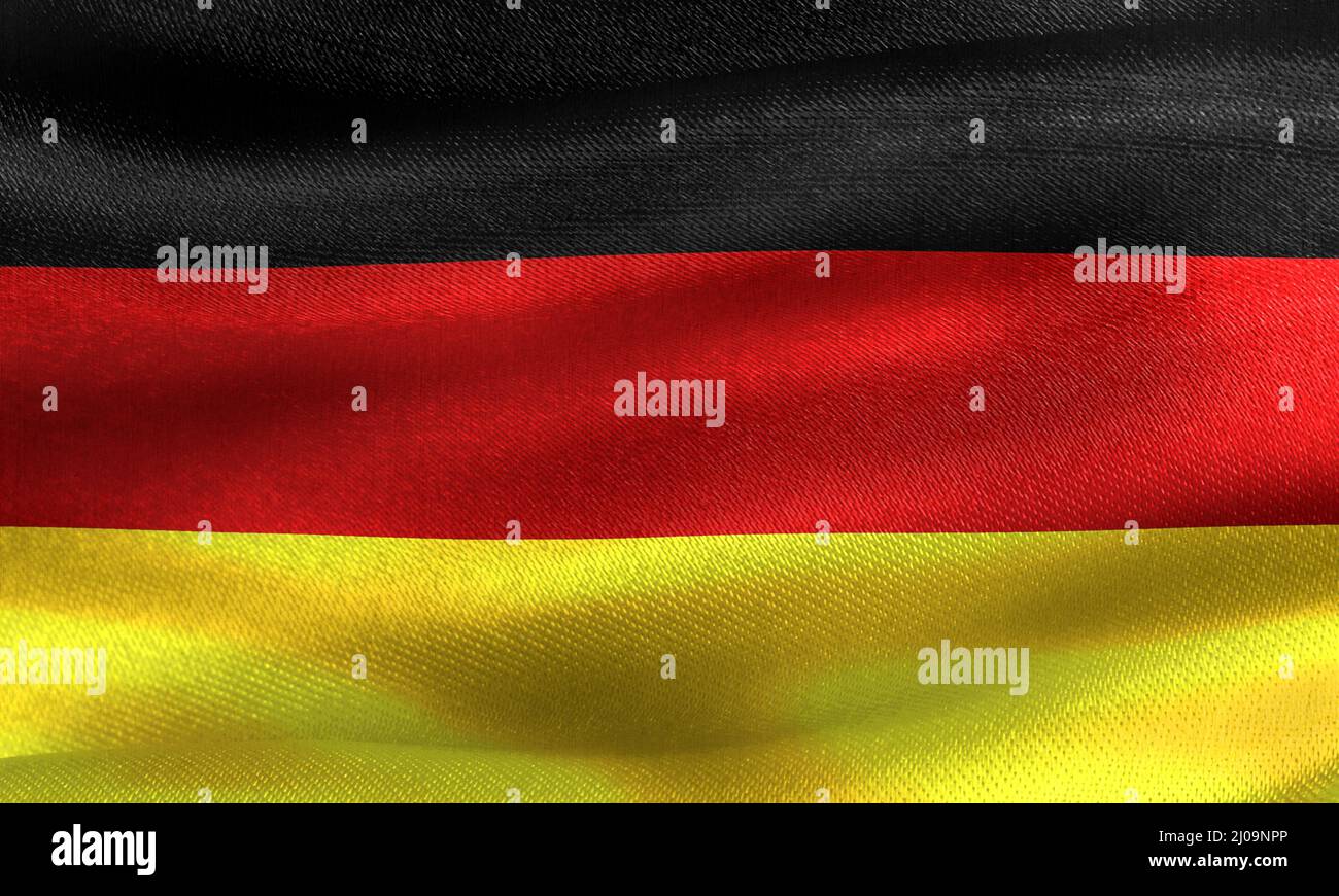 Realistic 3D render of waving Germany flag with fabric texture - great ...
