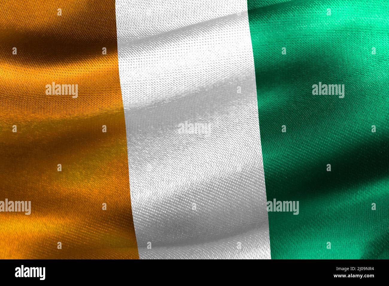 Realistic 3D render of waving Ivory Coast flag with fabric texture ...