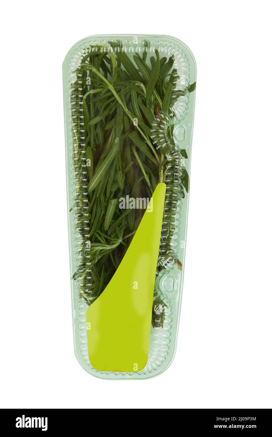 Fresh rosemary in plastic box isolated on white background Stock Photo ...