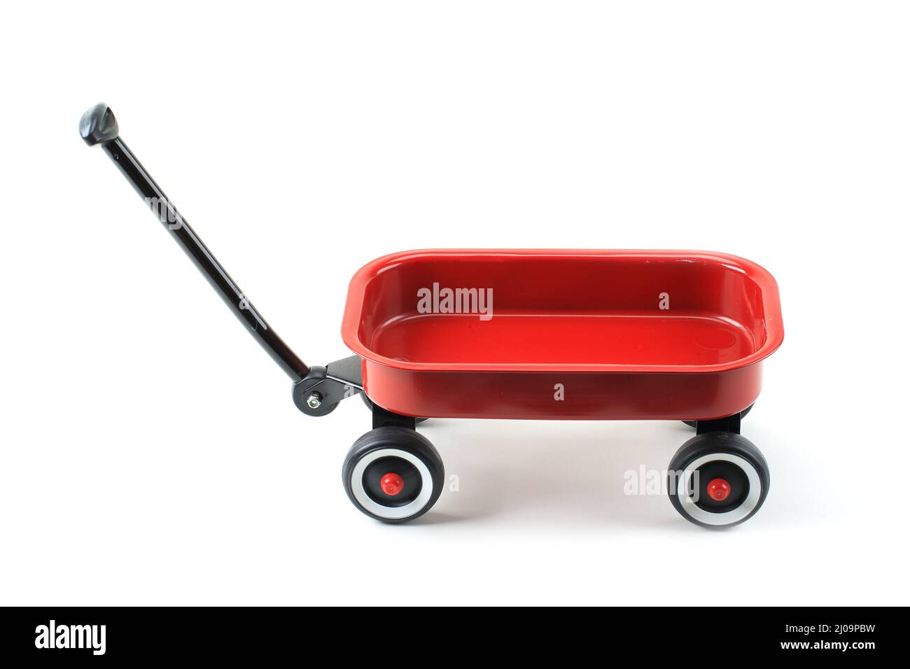 Red wagon on white background Stock Photo - Alamy