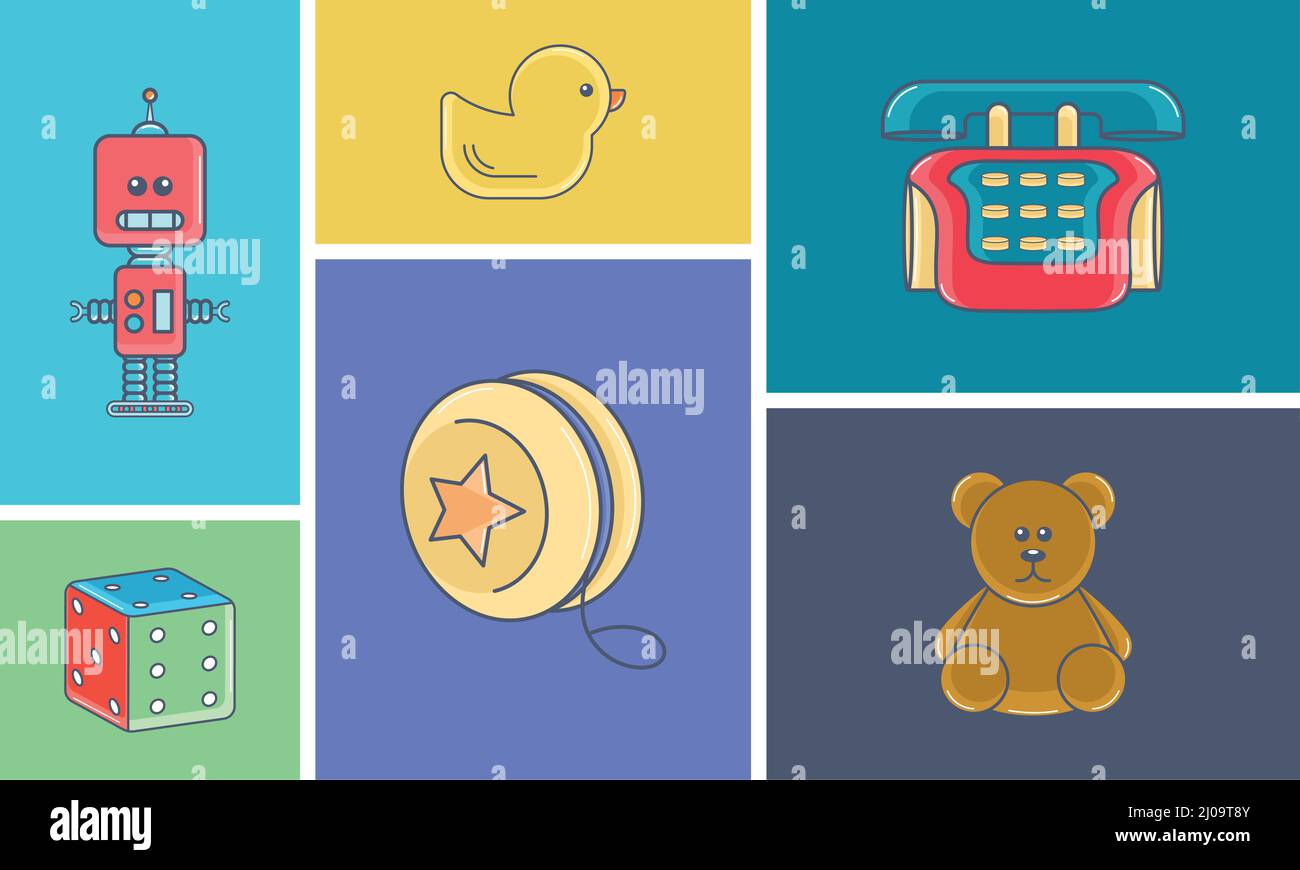 Set of different toy icons flat design Vector Stock Vector Image & Art ...