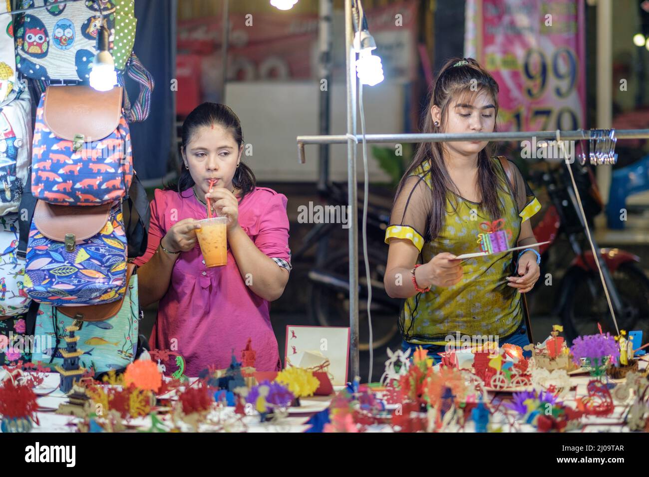 Urban scene from the famous night market in Hua Hin. Hua Hin is a ...