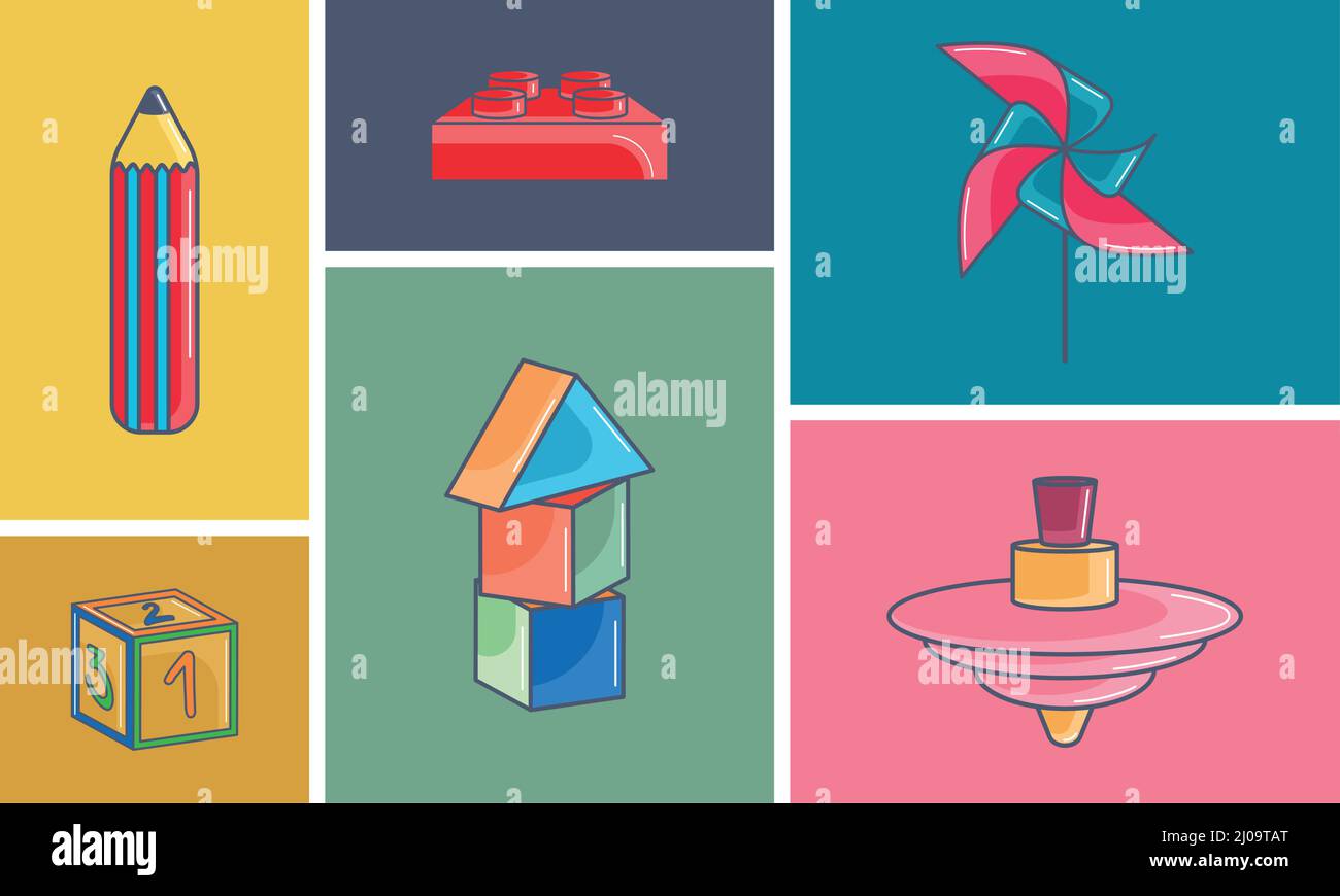 Set of different toy icons flat design Vector Stock Vector Image & Art ...