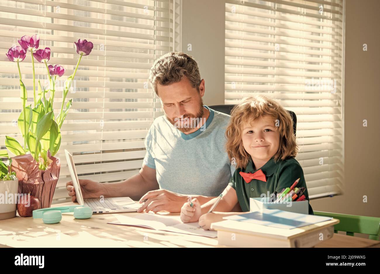 education concept. homeschooling and help. back to school. parenthood ...
