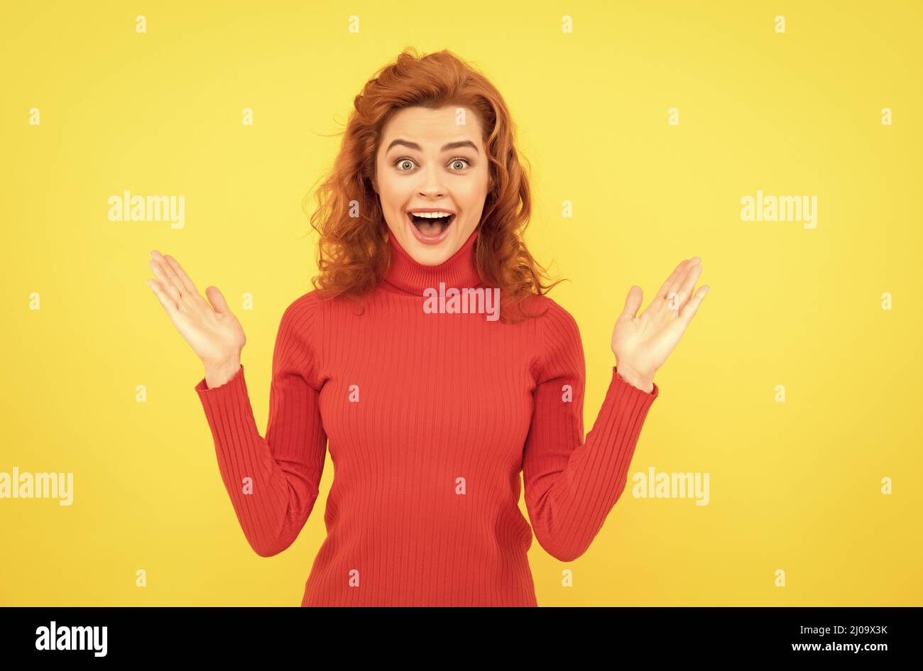 Happy exited surprised women. Image of excited screaming young woman ...