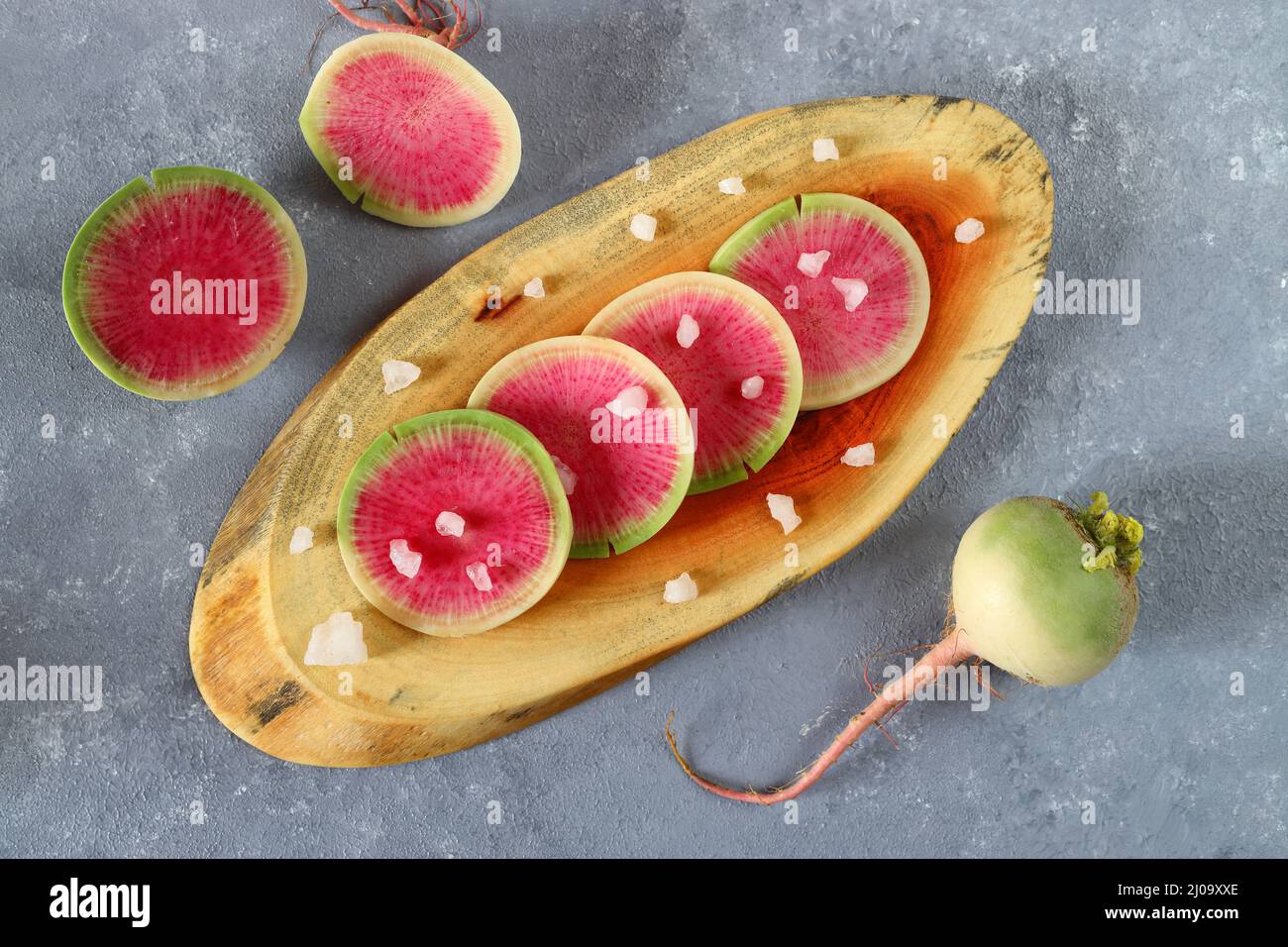 watermelon radish isolated on white background Stock Photo - Alamy