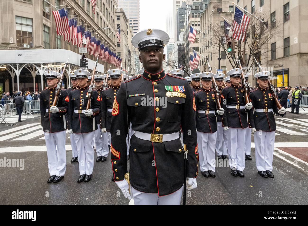 Members of the United States Marine Corps participate in the St ...