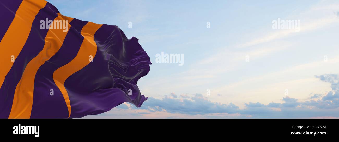 flag of the Dutch Ministry of Defence , Netherlands at cloudy sky ...