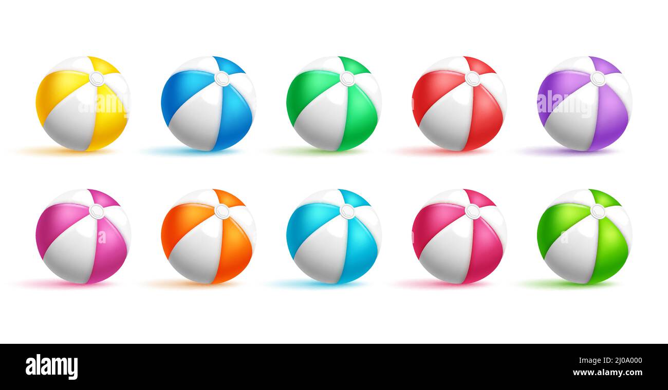 Beach ball element vector set. Summer 3d beach balls in colorful design ...