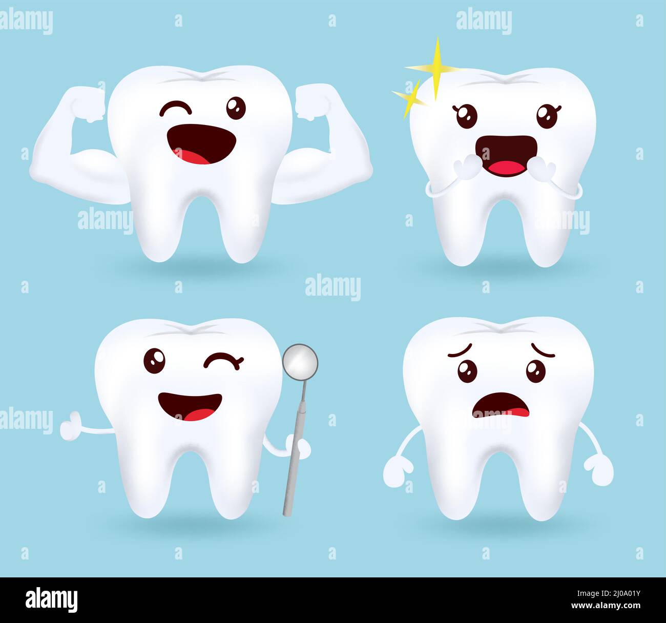 Emoji tooth vector set design. Emojis teeth emoticon collection in ...