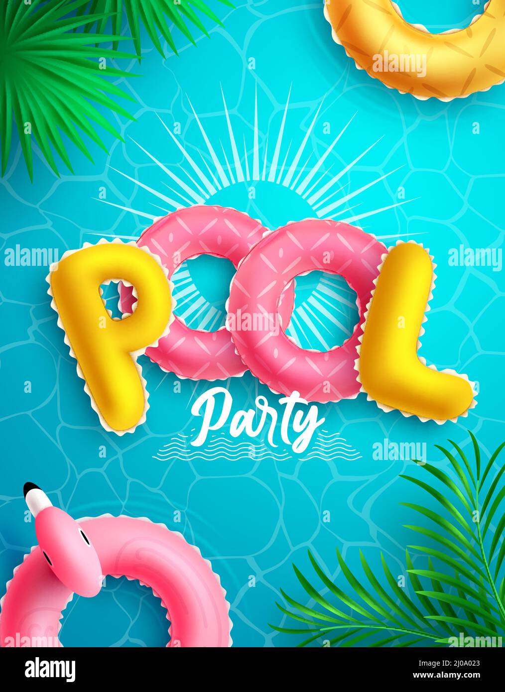 Pool party vector concept design. Summer pool party typography text ...