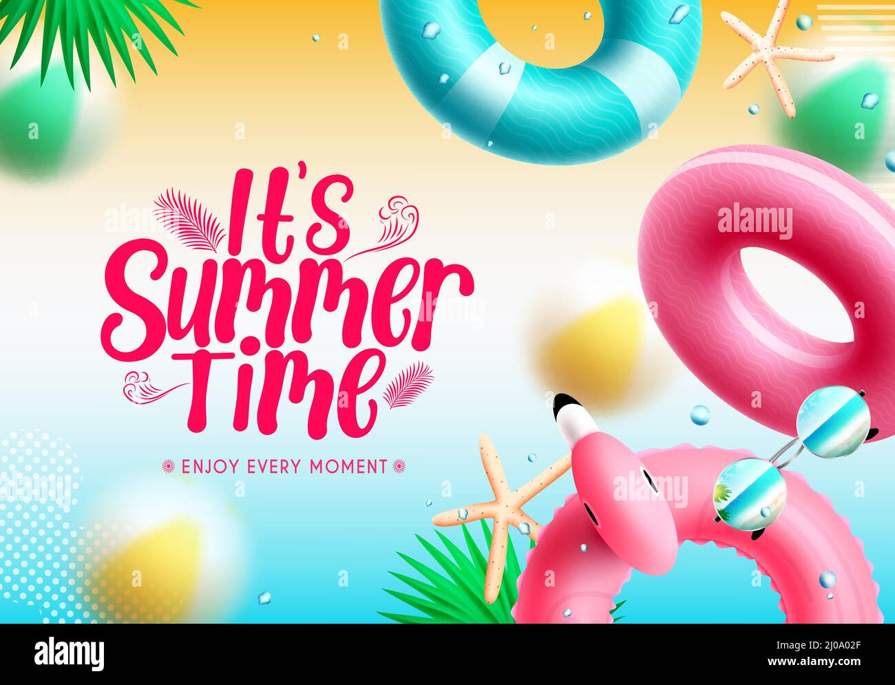 Summer time vector background design. It's summer time typography text ...