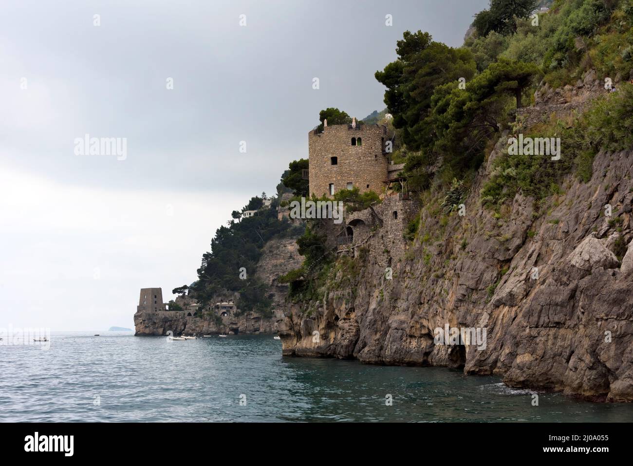Old fortress and city wall of Positano along the Amalfi Coast, Salerno ...