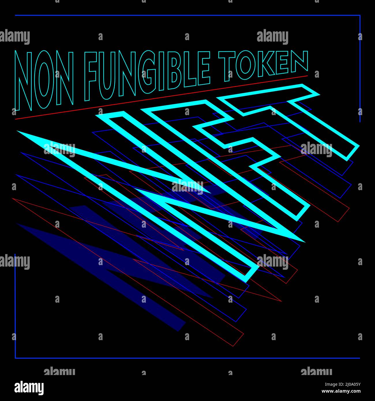 abstract lettering of the logo of a non-fungible token on a dark ...