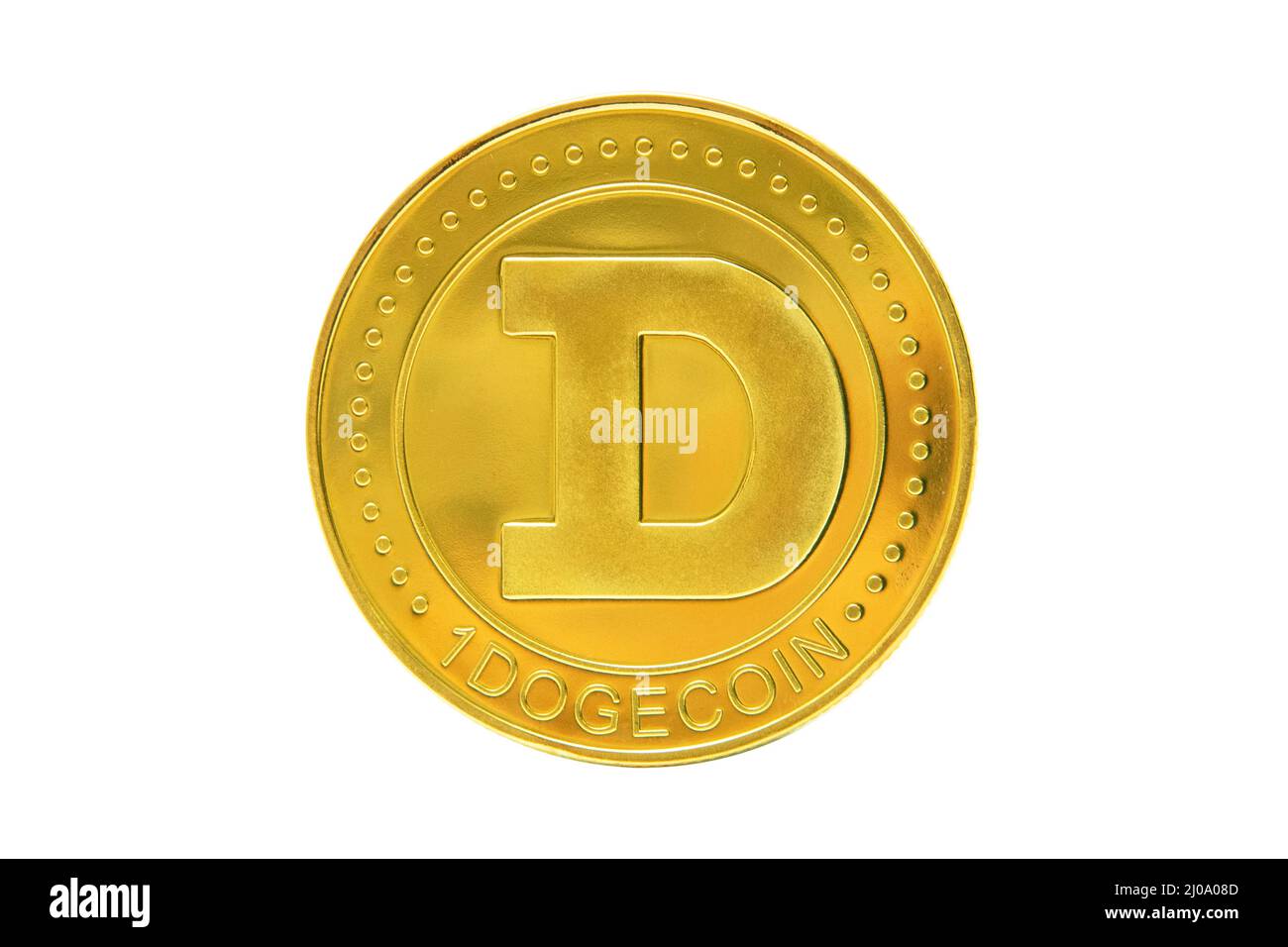 Dogecoin DOGE cryptocurrency isolated on white background, Face of the ...