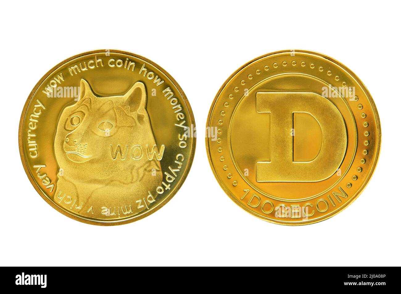 Dogecoin DOGE cryptocurrency isolated on white background, Face of the ...