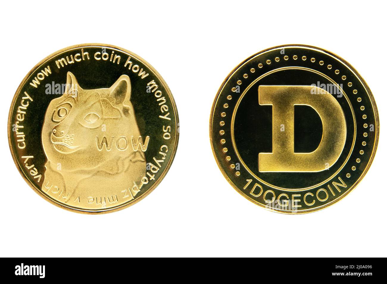 Dogecoin DOGE cryptocurrency isolated on white background, Face of the ...