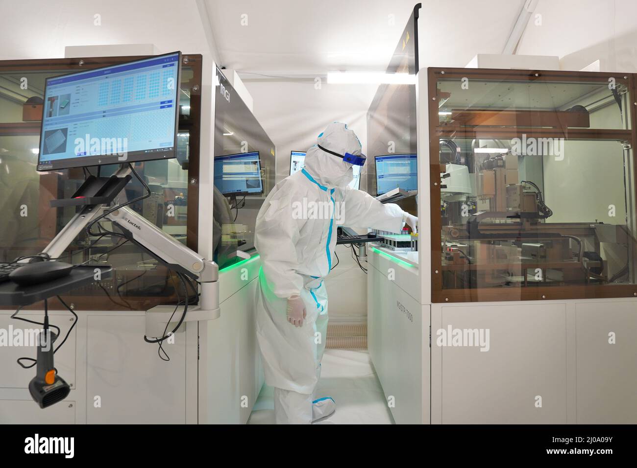 YANTAI, CHINA - MARCH 17, 2022 - Staff members install and debug ...