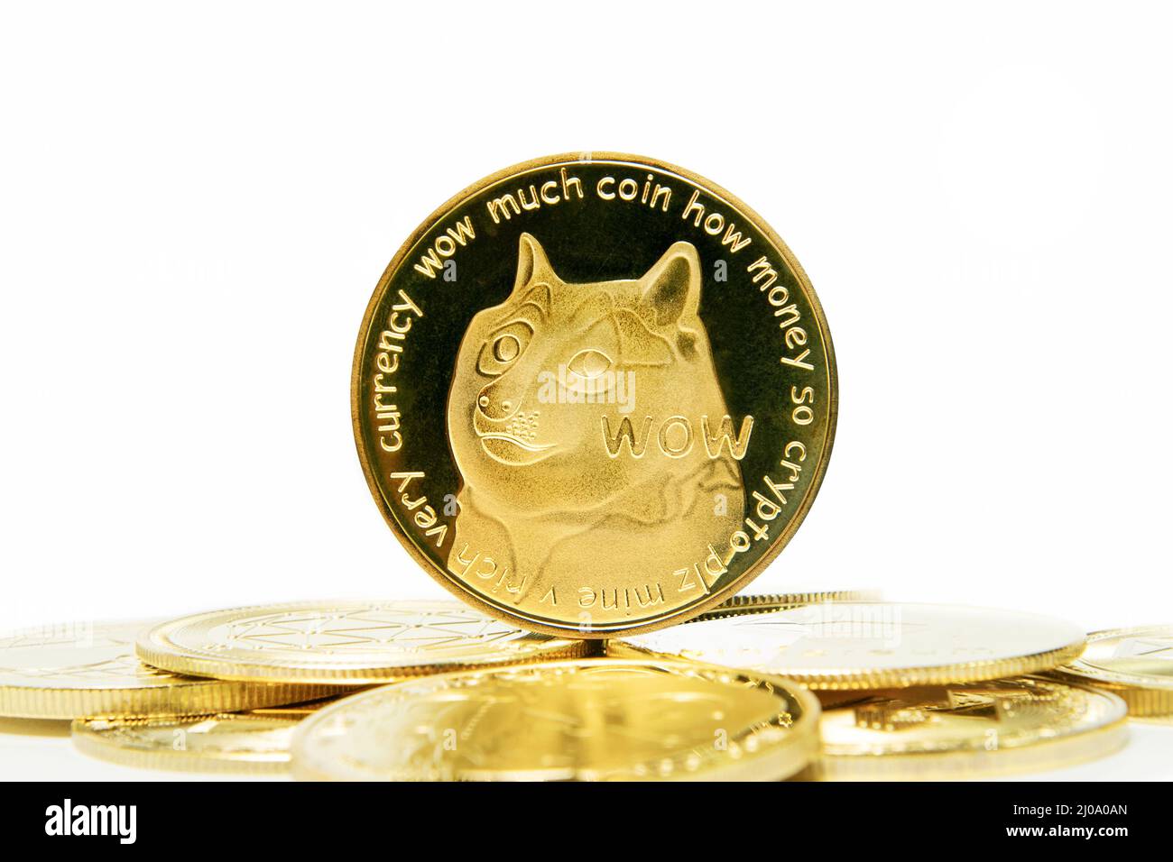 Dogecoin DOGE cryptocurrency isolated on white background, Face of the ...