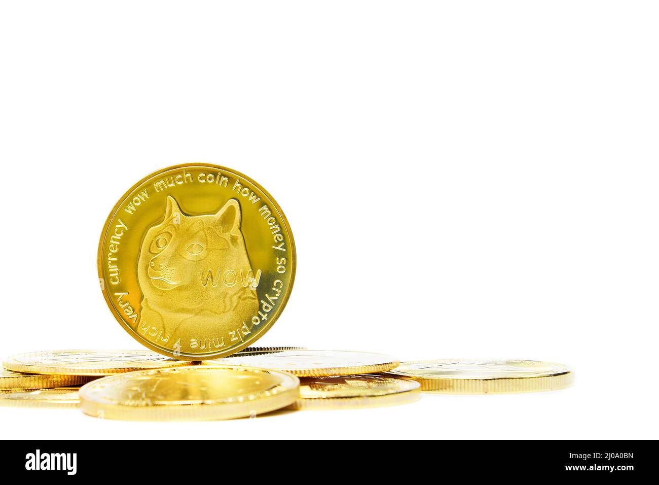 Dogecoin DOGE cryptocurrency isolated on white background, Face of the ...