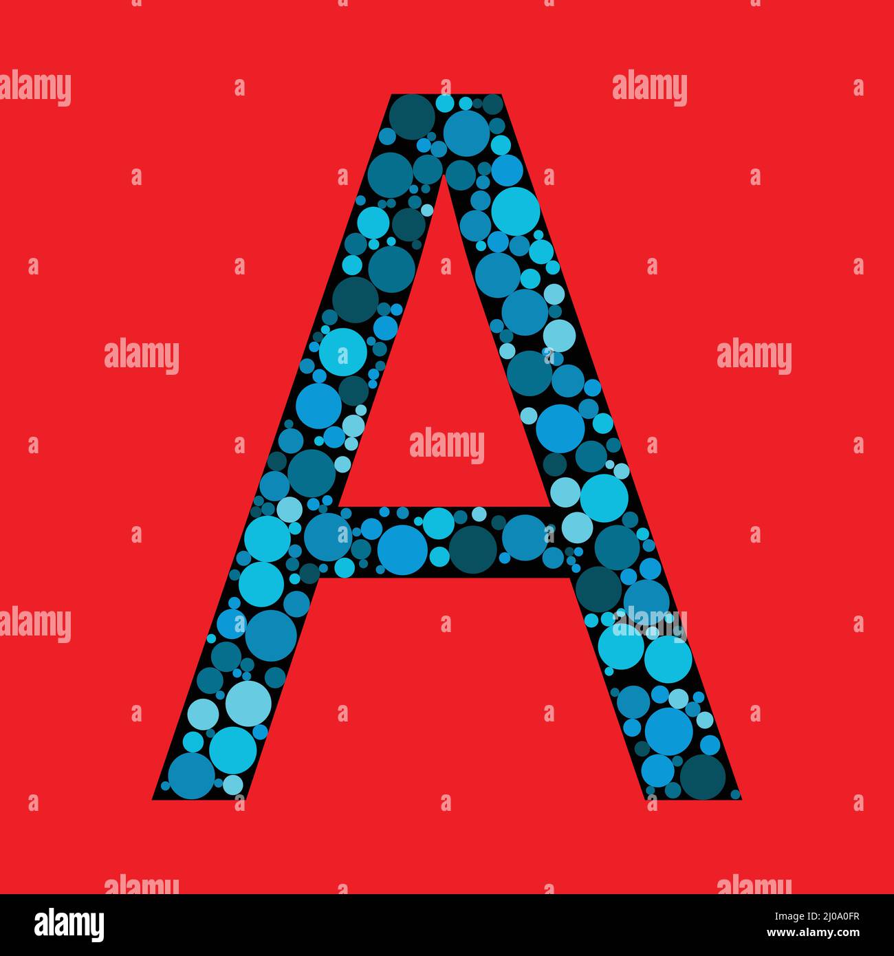 Letter A. Vector abstract alphabet design. Letter fill with the round ...