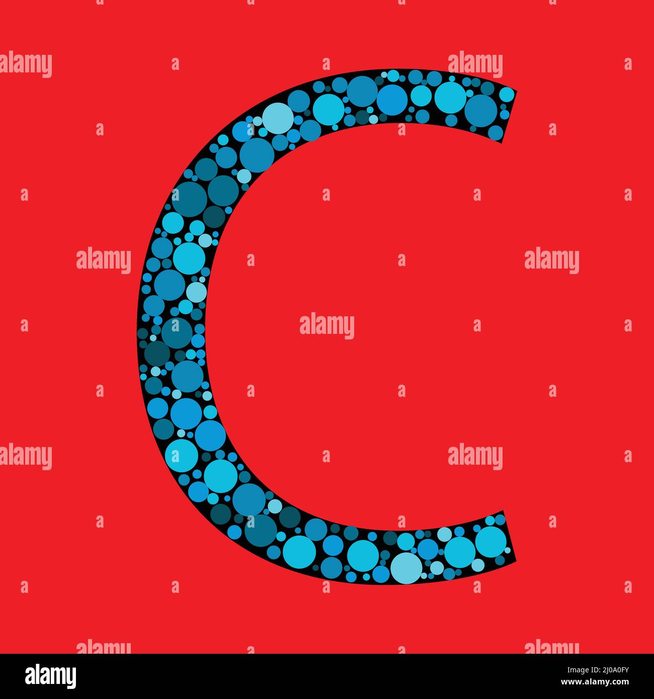 Letter C. Vector abstract alphabet design. Letter fill with the round ...