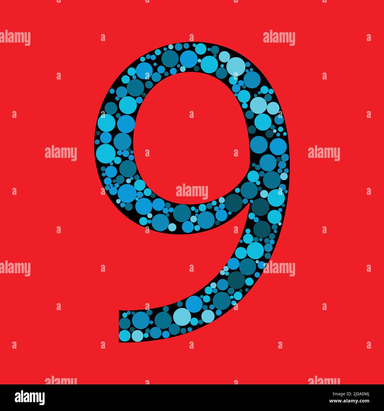 Vector Sign number 9 in the red background. number fill with the circle ...