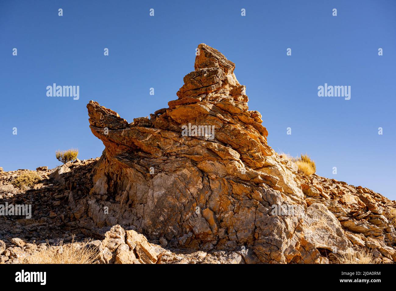 Sharp Rock Formation Against A Blue Sky on Corkscrew Peak in Death ...