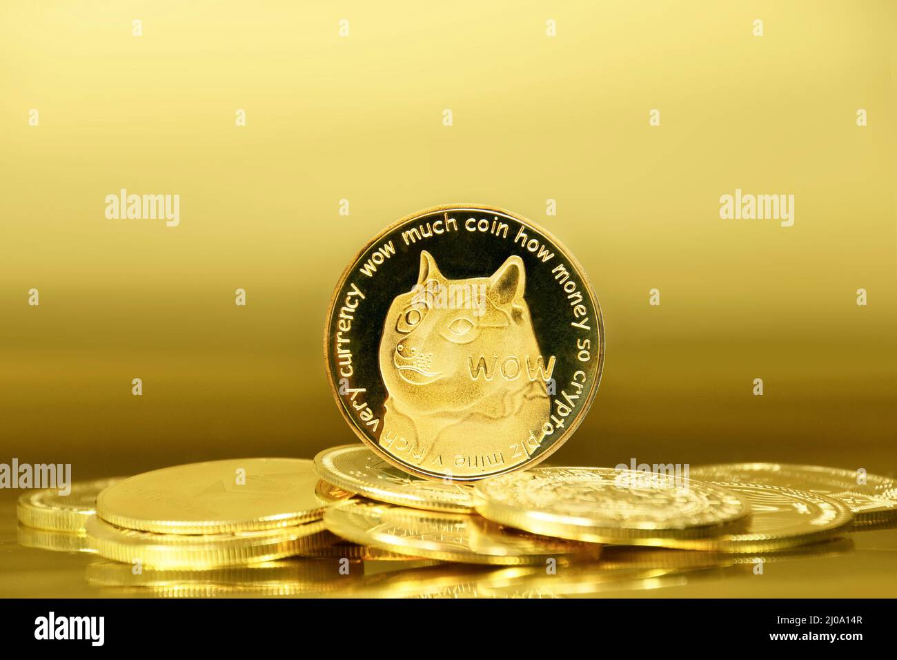 Dogecoin DOGE cryptocurrency isolated on white background, Face of the ...