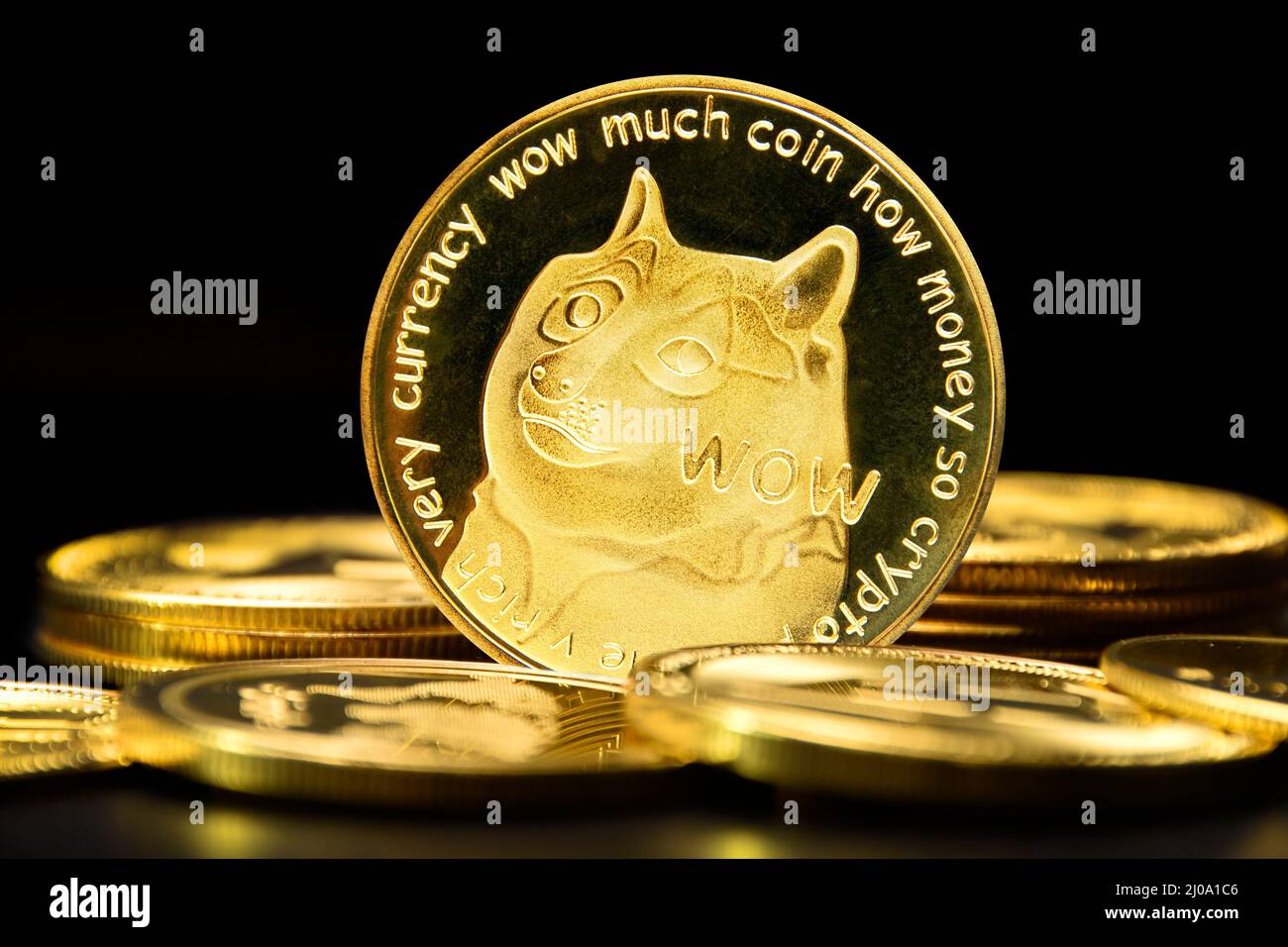 Dogecoin DOGE cryptocurrency isolated on white background, Face of the ...