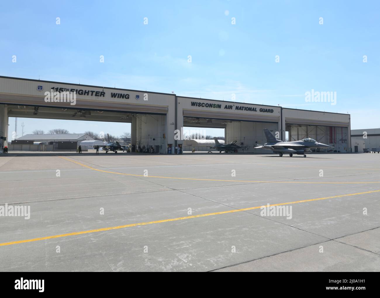 U.S. Air Force F-16 Fighting Falcon aircraft assigned to the Wisconsin ...