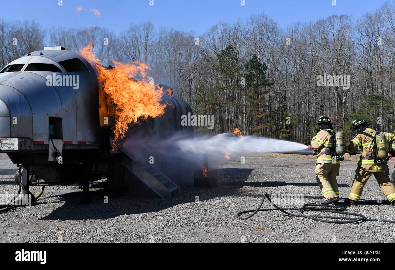 Adam McKamey, right, a driver/operator with Arnold Air Force Base Fire ...