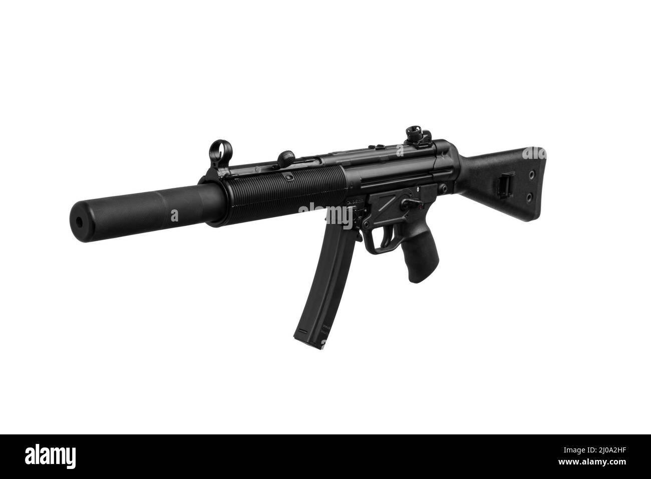 Submachine gun mp5. Small rifled automatic weapon caliber 9mm. Armament ...