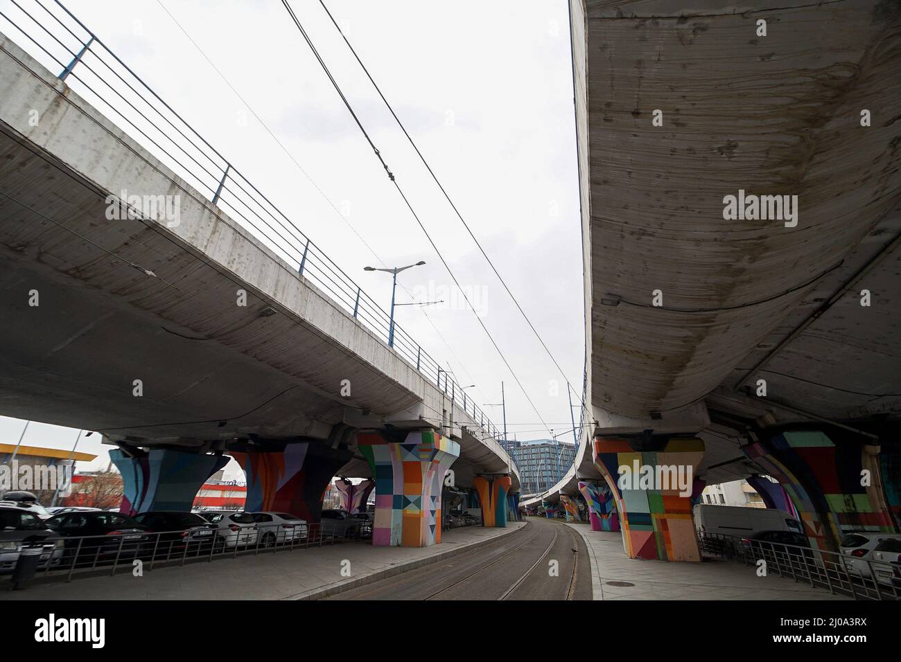 Bucharest, Romania - March 17, 2022: Basarab Bridge, the longest and ...