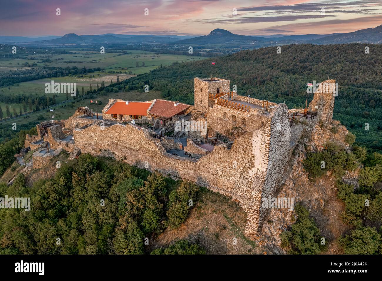 Medieval Szigliget castle near lake Balaton with newly restored palace ...