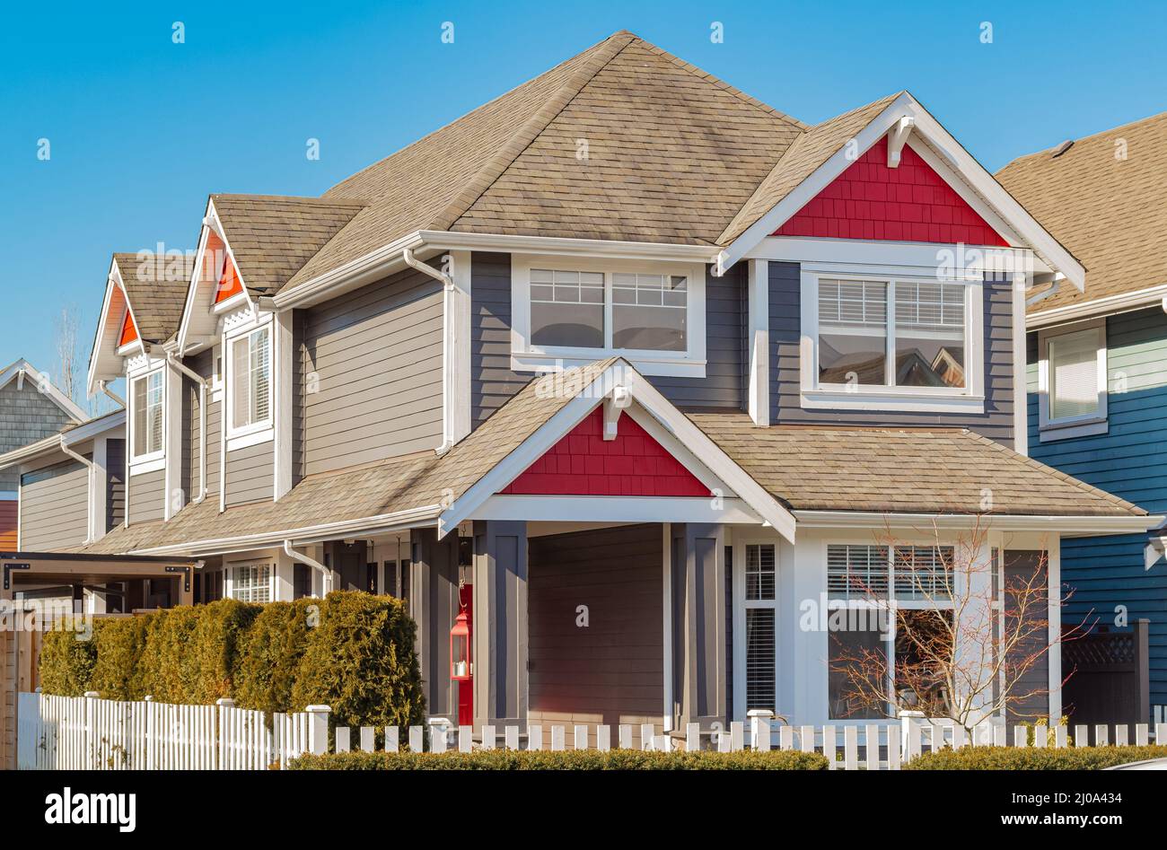 Luxury house in Vancouver, Canada. Big house in sunny spring day ...