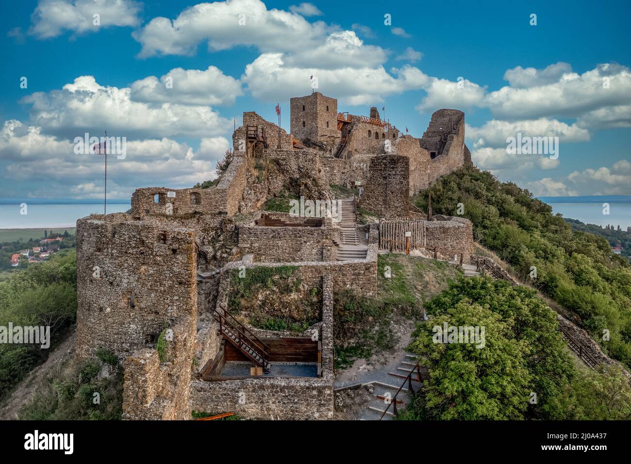 Medieval Szigliget castle near lake Balaton with newly restored palace ...