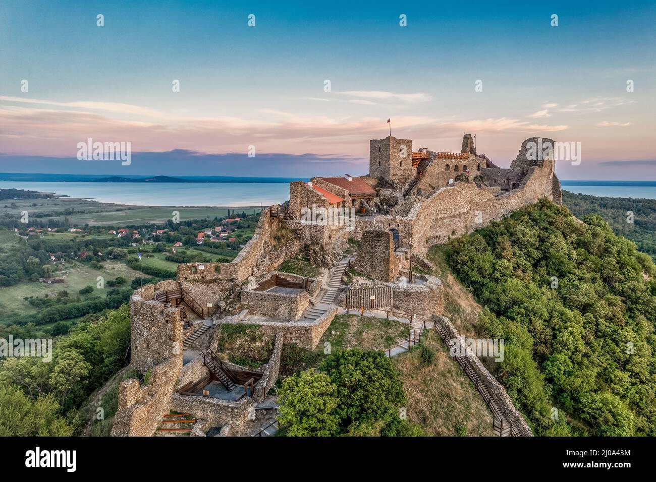 Medieval Szigliget castle near lake Balaton with newly restored palace ...