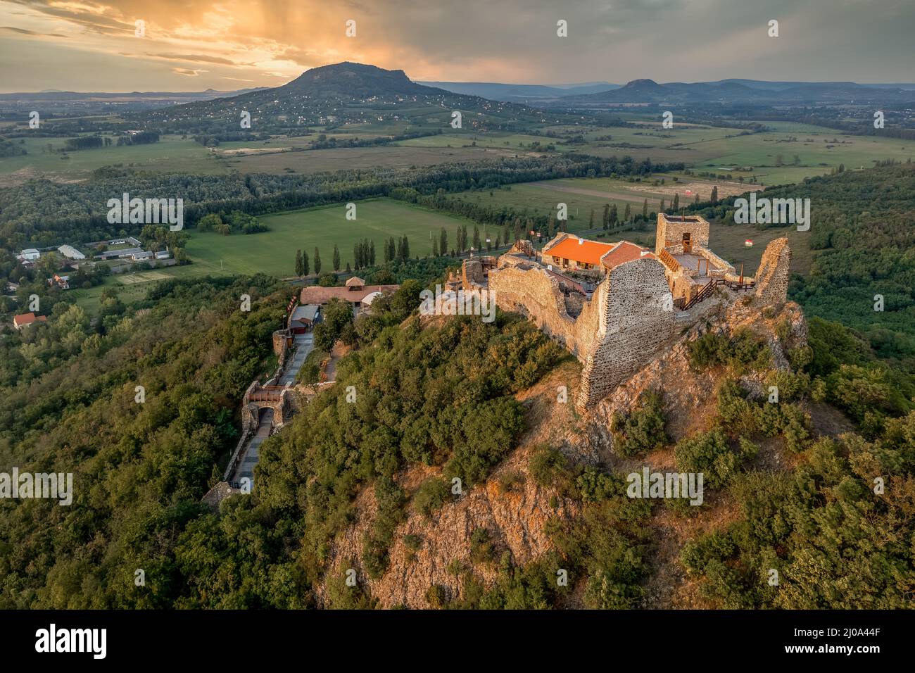Medieval Szigliget castle near lake Balaton with newly restored palace ...