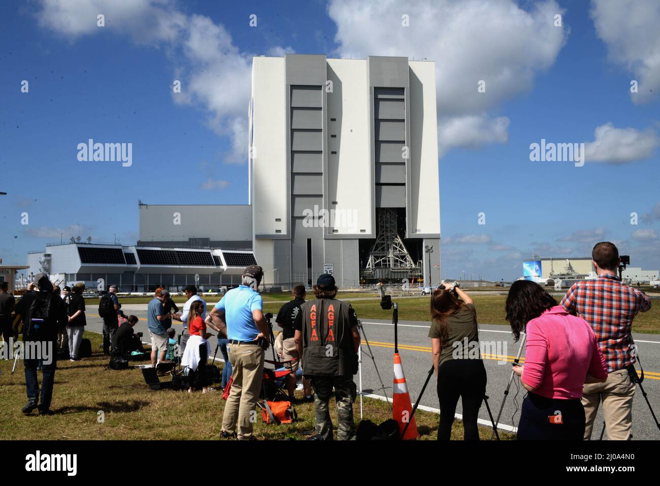 Kennedy Space Center. Brevard County. Florida. USA. March 17, 2022. NASA's Space Launch System ...