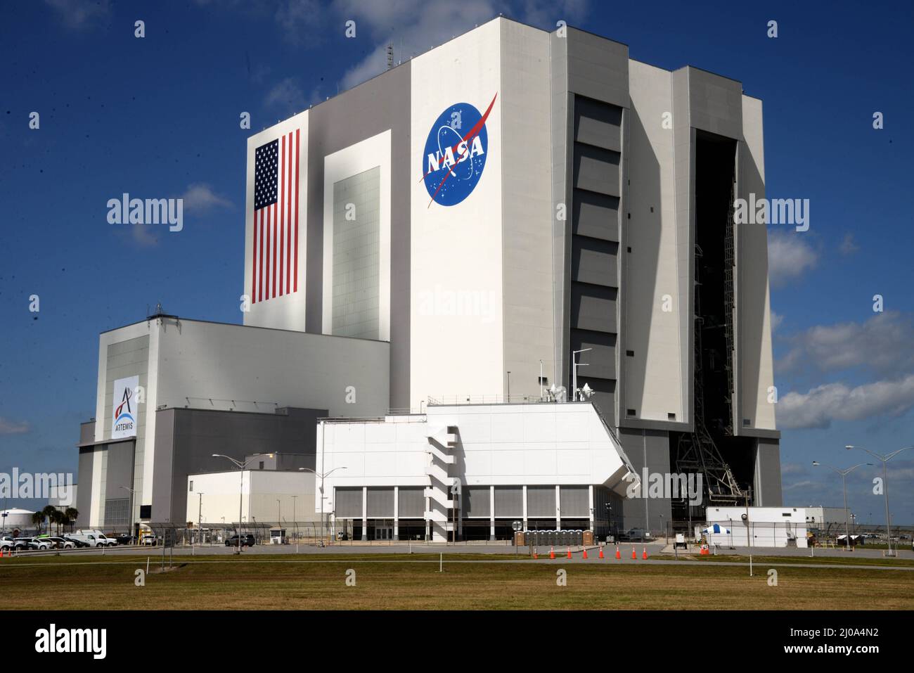 Kennedy Space Center. Brevard County. Florida. USA. March 17, 2022. NASA's Space Launch System ...