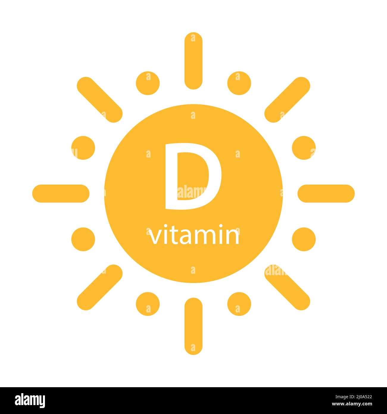 Vitamin D text with sun icon vector beauty, pharmacy, nutrition skin ...