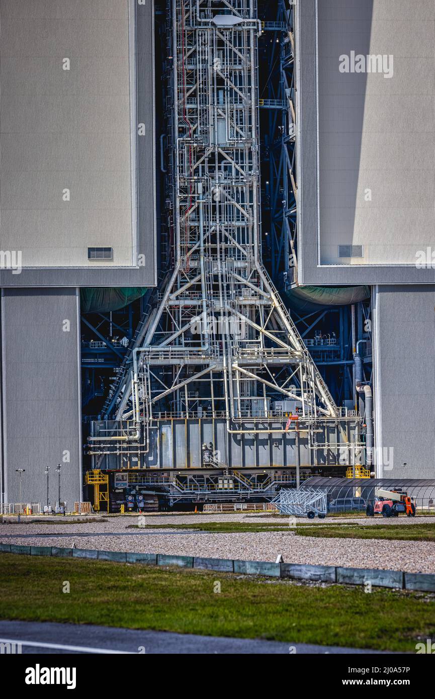 NASA's new Moon rocket at Kennedy Space Center as it is prepared for ...