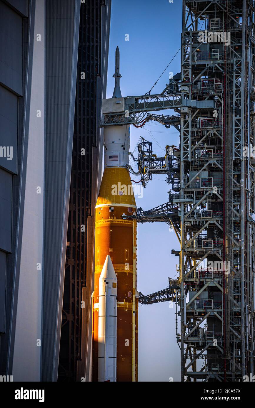 NASA's new Moon rocket at Kennedy Space Center as it is prepared for ...