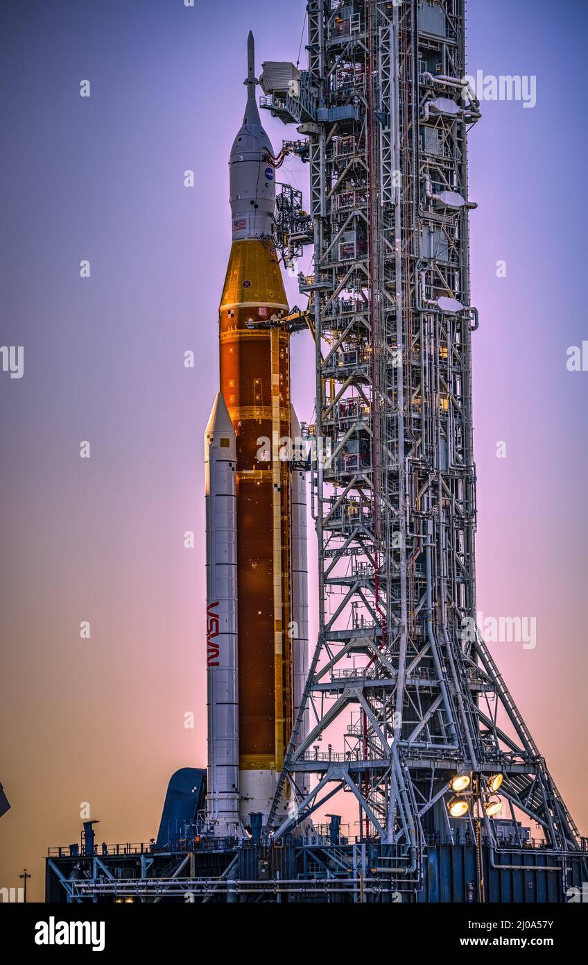 NASA's new Moon rocket at Kennedy Space Center as it is prepared for ...
