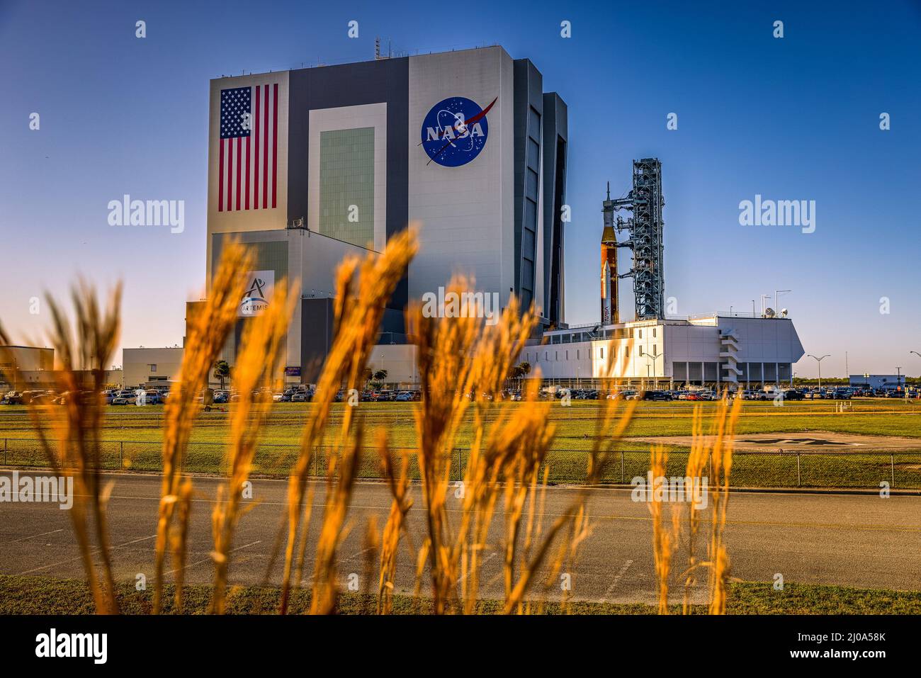 NASA's new Moon rocket at Kennedy Space Center as it is prepared for ...