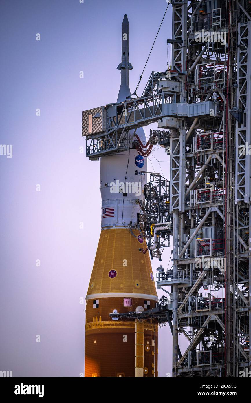 NASA's new Moon rocket at Kennedy Space Center as it is prepared for ...